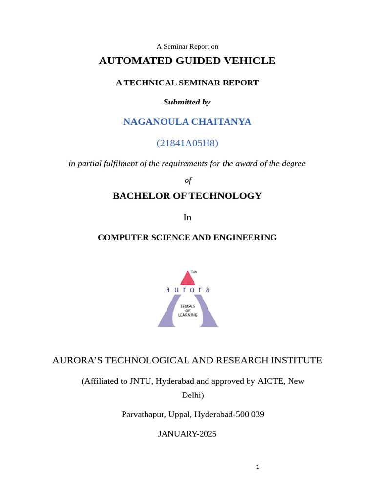 Agv Technical Seminar Report | PDF | Automation | Internet Of Things