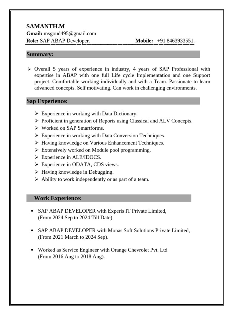 Samanth[5y_8m] | PDF | Computing | Software Engineering