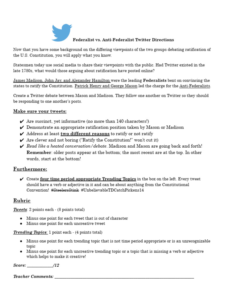 Historical Twitter Debate Task | PDF