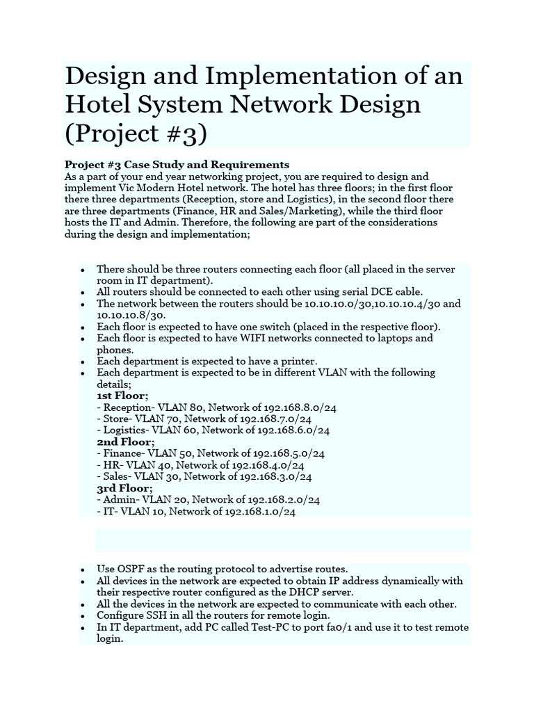 3 - Hotel System Network Design Project | PDF | Computer Network | Ip ...