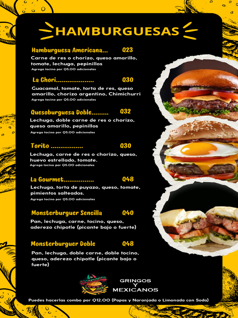 Menús Gringos y Mexicanos PDF | PDF | Cocina norteamericana | Alimentos ...