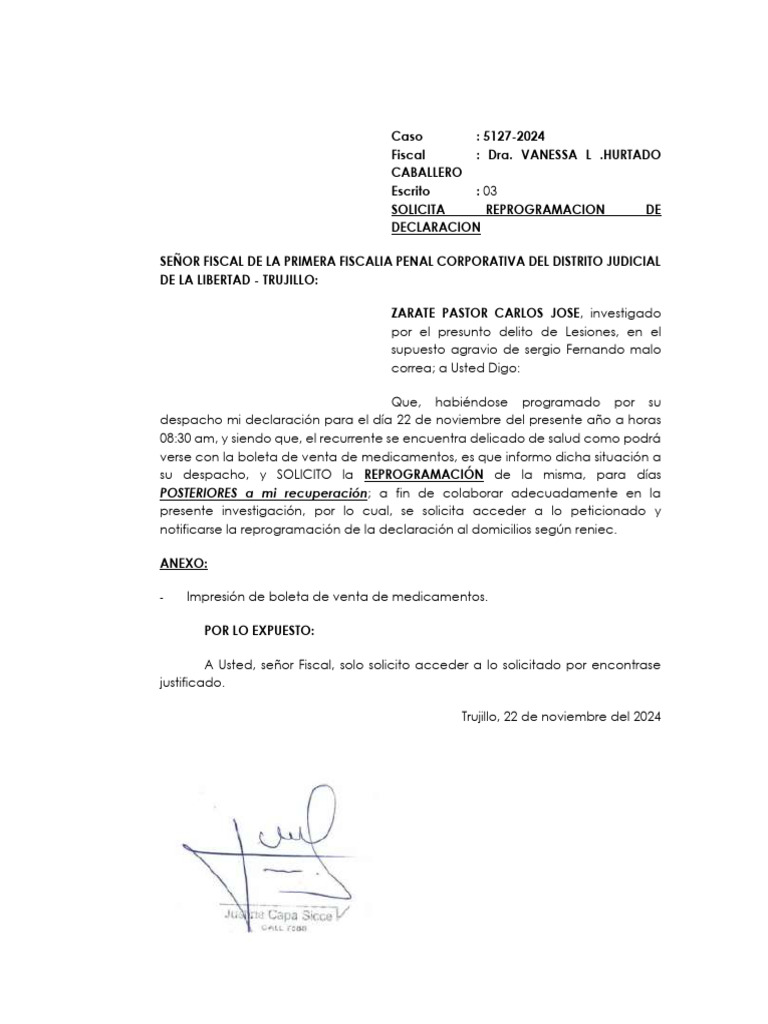 Solicita Reprogramar Declaracion - S | PDF