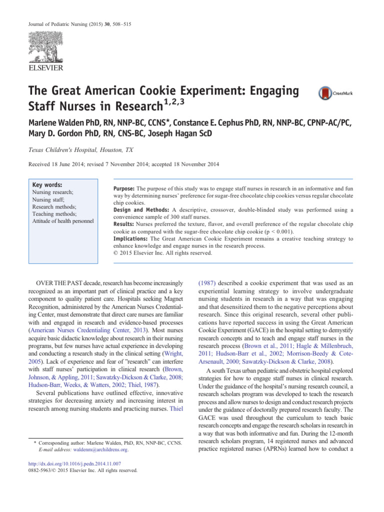 Engaging Nurses: The Cookie Experiment | PDF | Sampling (Statistics) | Statistical Significance