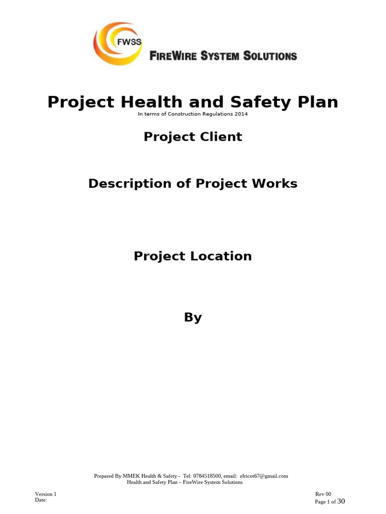 Project Health and Safety Plan FireWire System Solutions | PDF ...