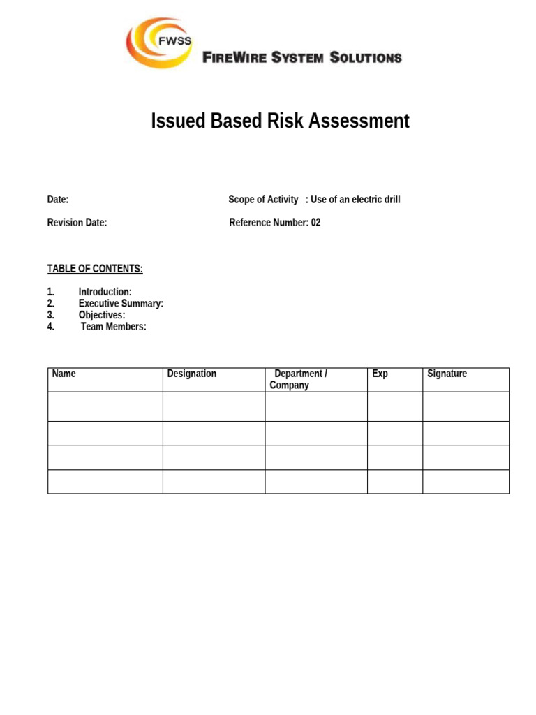 Issue Based Risk Assessment Use of An Electric Drill | PDF | Risk ...