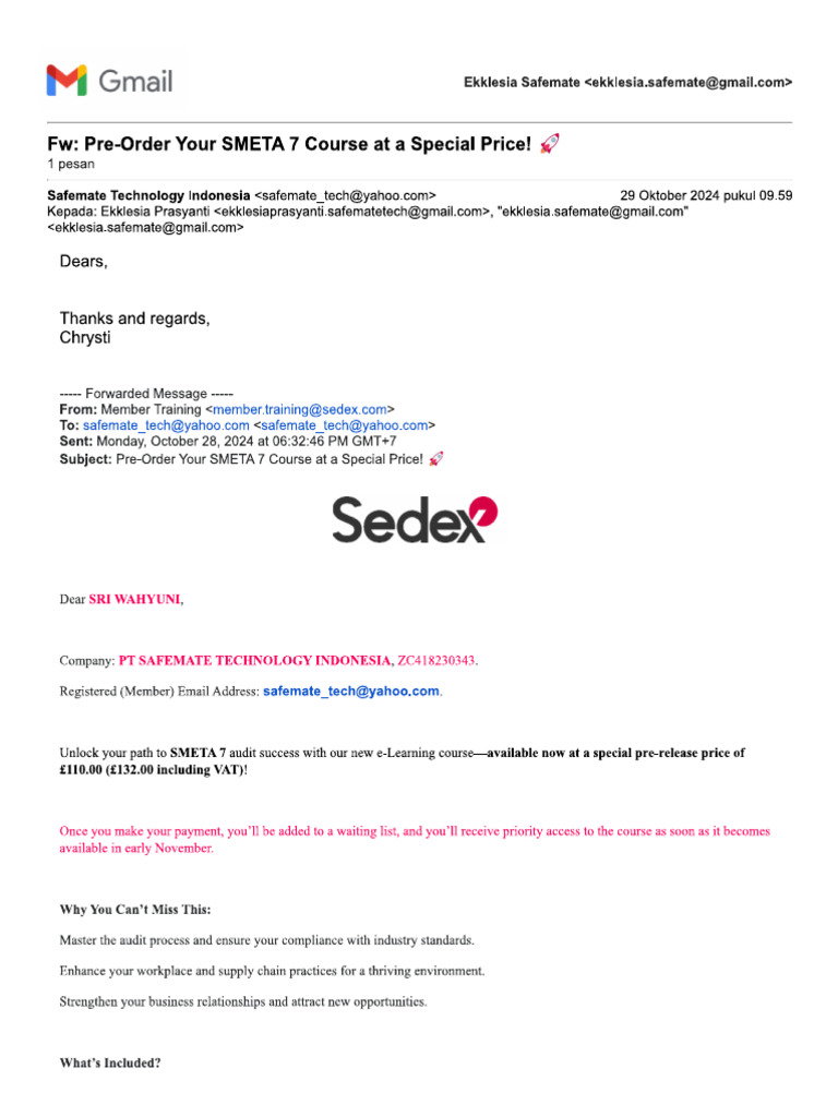 Pelatihan Sedex | PDF