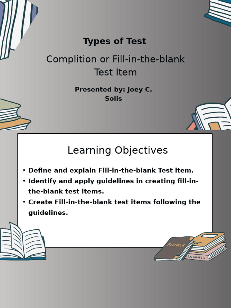 Fill-In-The-blank Test - Solis, Joey C | PDF | Word | Verb
