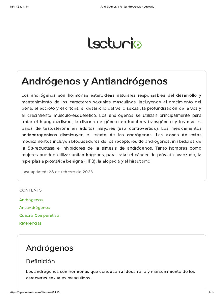 Andrógenos y Antiandrógenos: Guía Completa | PDF | Testosterona | Andrógino