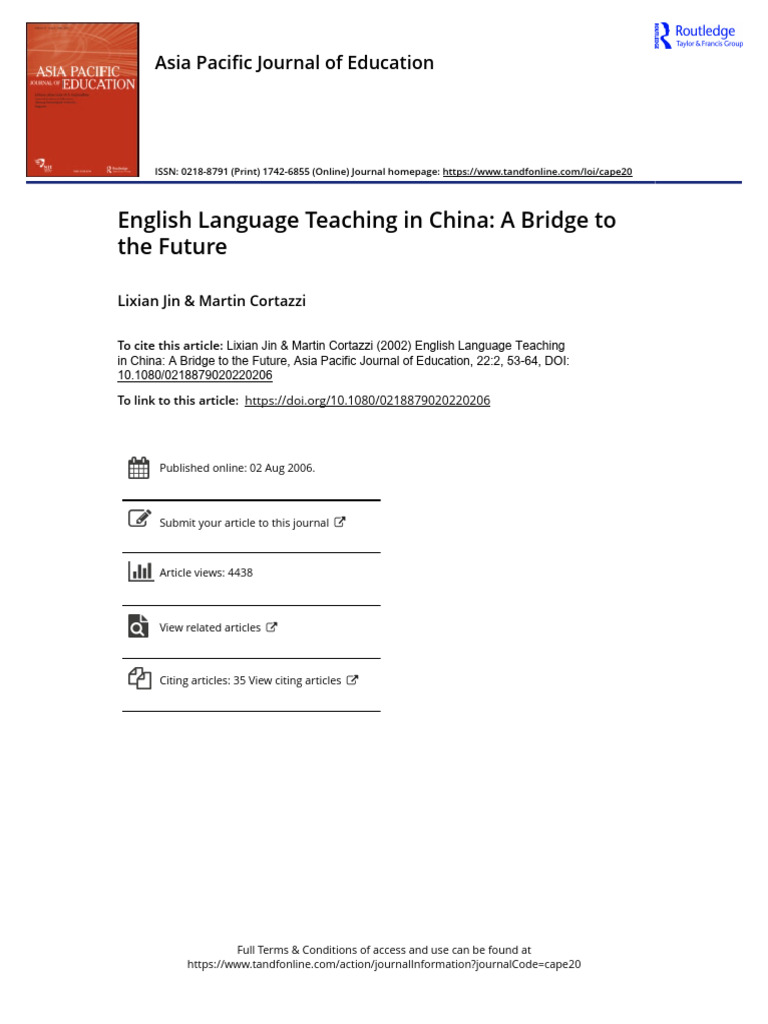 English Language Teaching in China A Bridge To The Future | PDF ...
