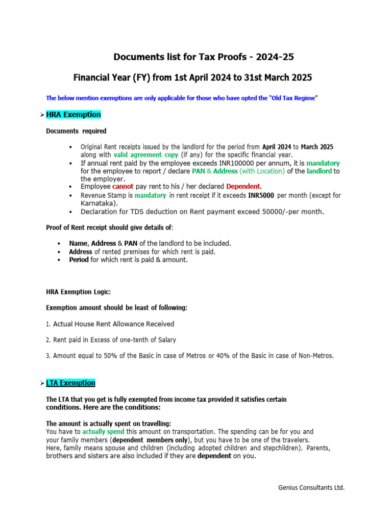 New Guidelines for Proof Submission_2024-2025 | PDF | Loans | Tax Deduction