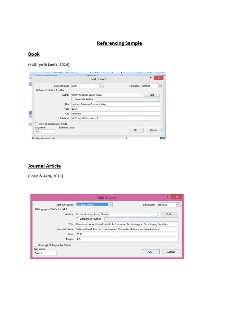 Sample Referencing Using MS Word | PDF