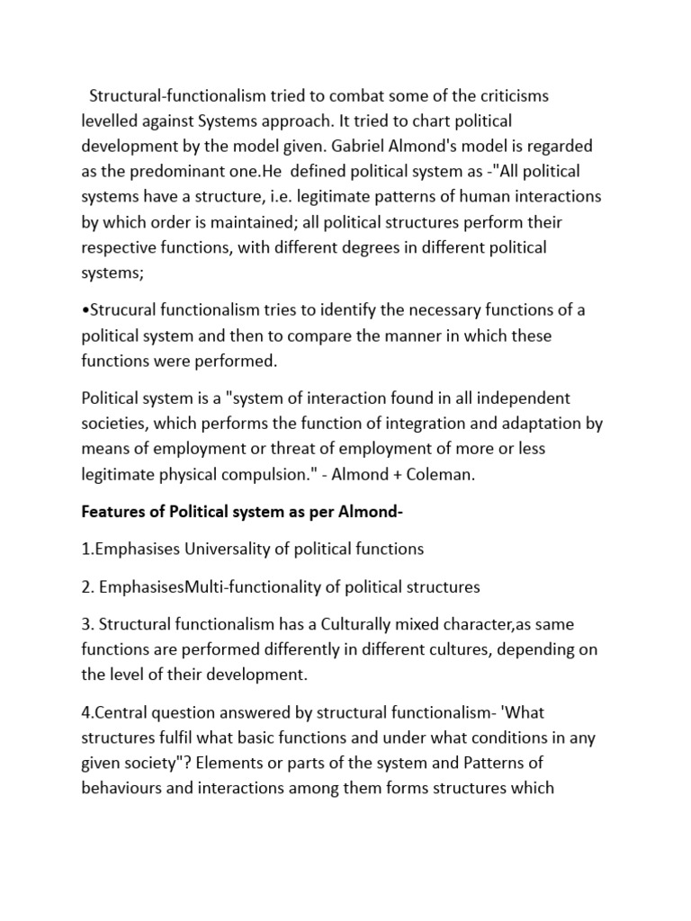 Structural Functionalism | PDF | System | Policy