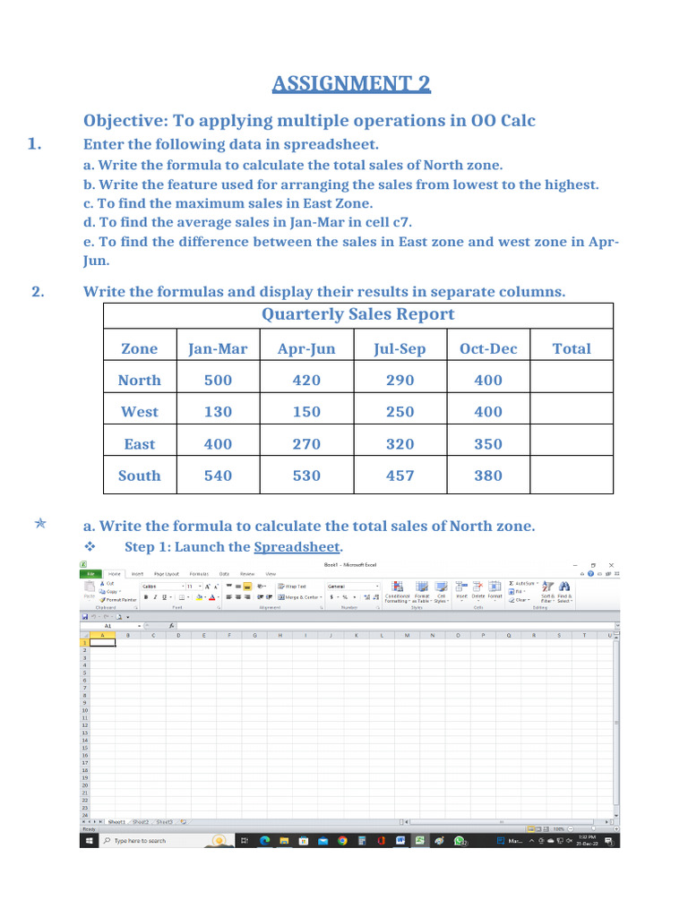 Assignment 2 - To Applying Multiple Operations in OO Calc | PDF ...