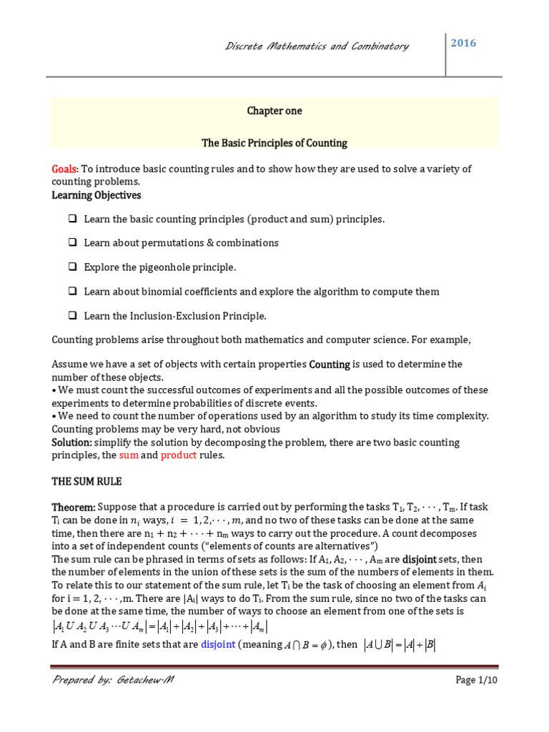 discrete chapter-1 | PDF | Permutation | Set (Mathematics)