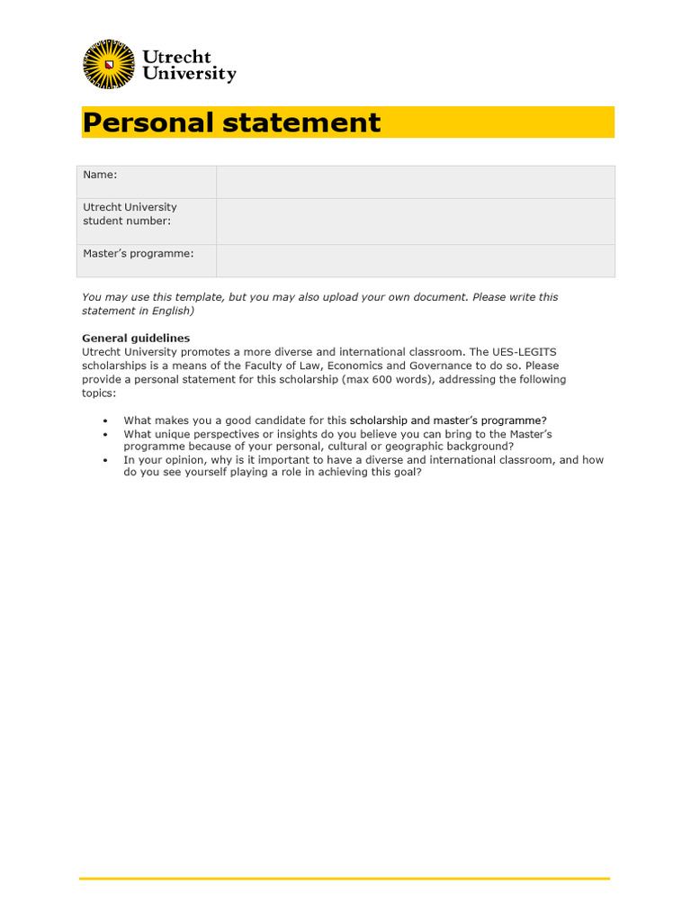 UES-LEGITS Personal Statement - 0 | PDF
