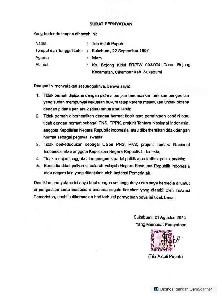 Scan Surat Pernyataan 5 Poin | PDF