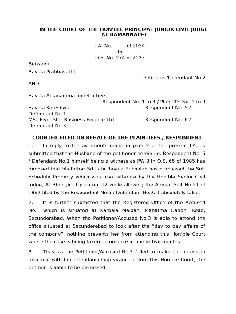 Counter in CRLMP in STCNI 366 of 23 X AMM KKP - Rapidue | PDF | Justice ...