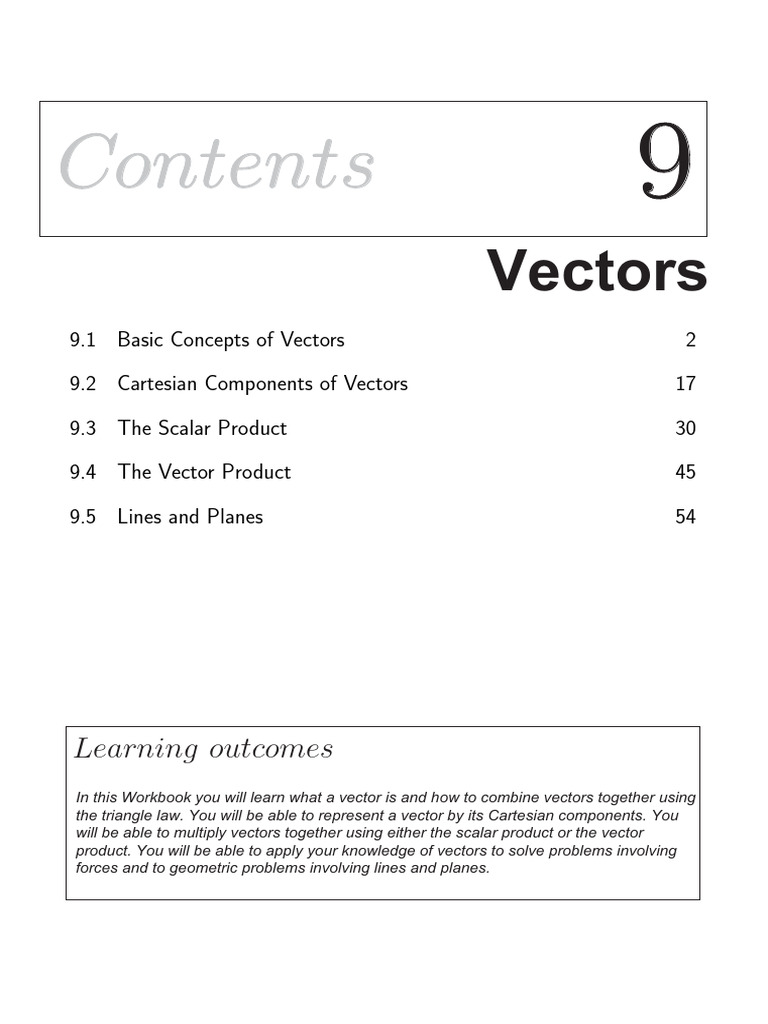 HELM Workbook 9 Vectors | PDF | Euclidean Vector | Velocity