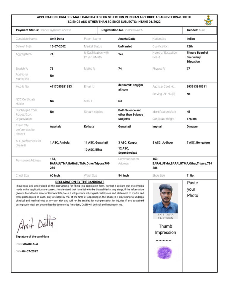 Application Form IAF | PDF