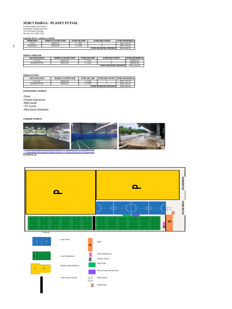 SEBUT HARGA Planat Futsal (Plan B) - 1 | PDF