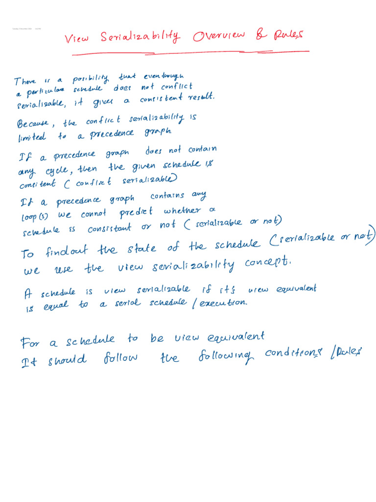 View Serializability Overview and Rules Explanation | PDF