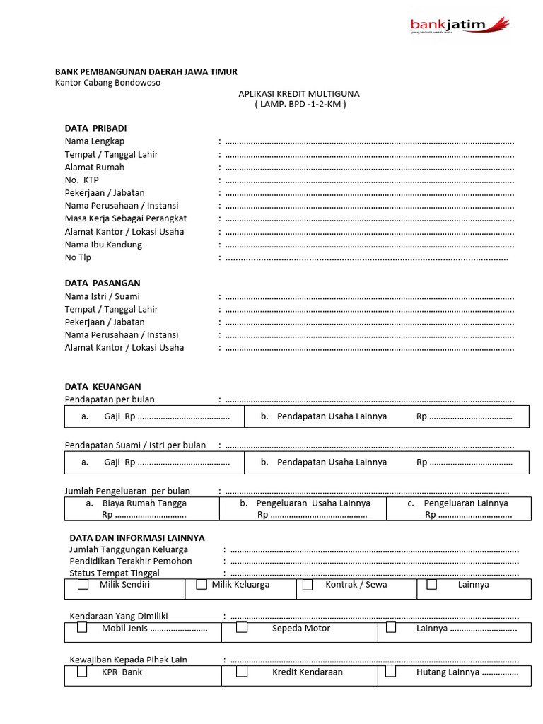Aplikasi Kredit Multiguna BPD Jatim | PDF