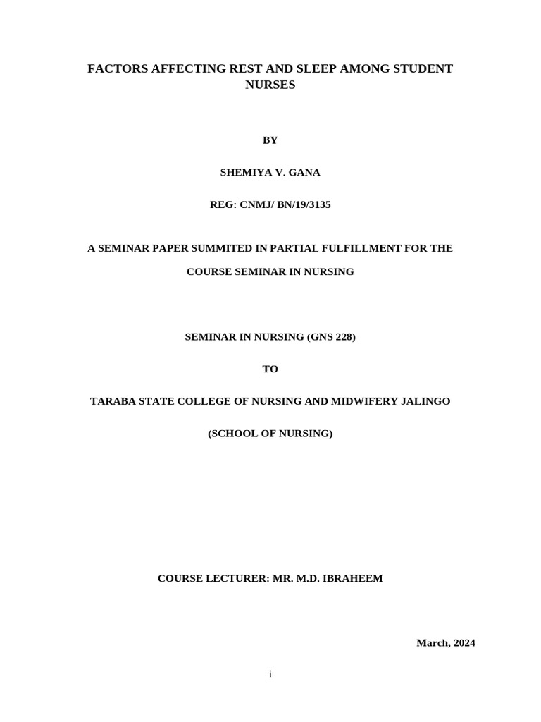Sleep Factors for Student Nurses | PDF | Nursing | Social Programs