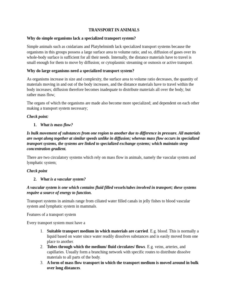 Transport in Animals Notes g-1 | PDF | Ventricle (Heart) | Heart