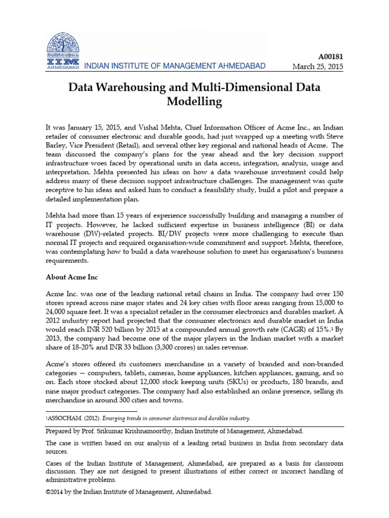 Datawarehousing-PDF-ENG-case Study | PDF | Data Warehouse | Warehouse
