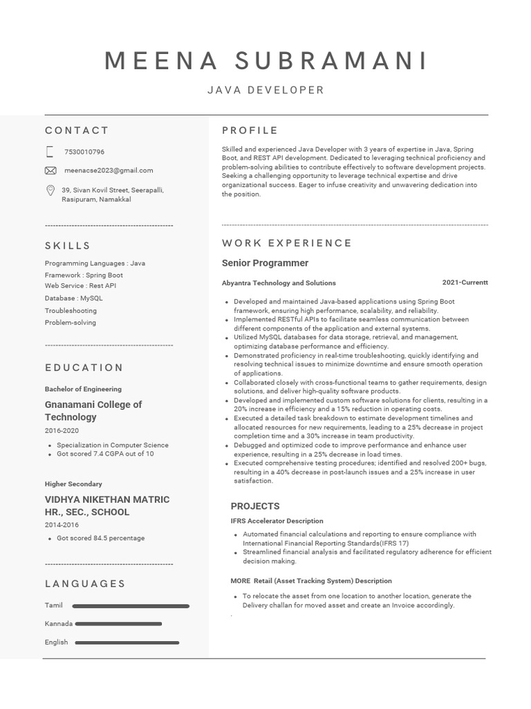 Meena Subramani | PDF | Databases | Software