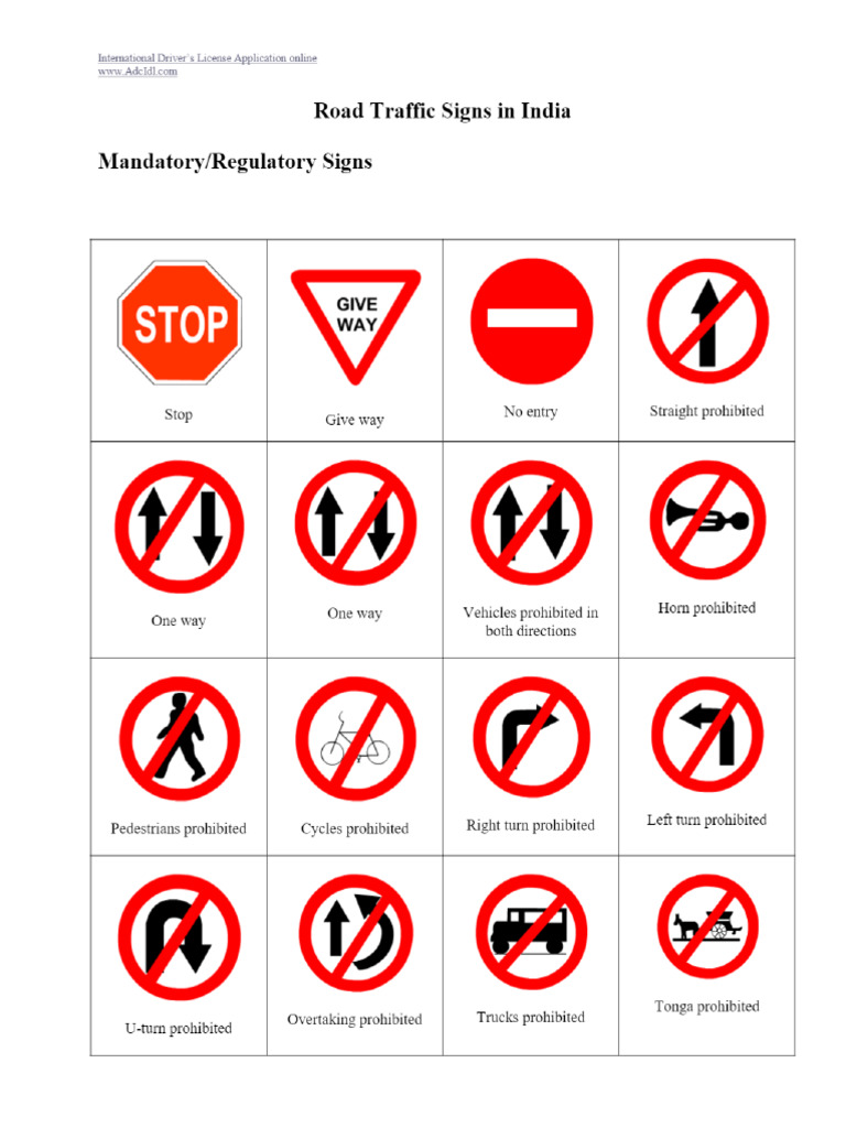 India Road Traffic Signs | PDF