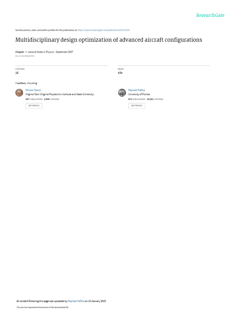 Multidisciplinary Design Optimization in Aviation | PDF | Mathematical Optimization ...