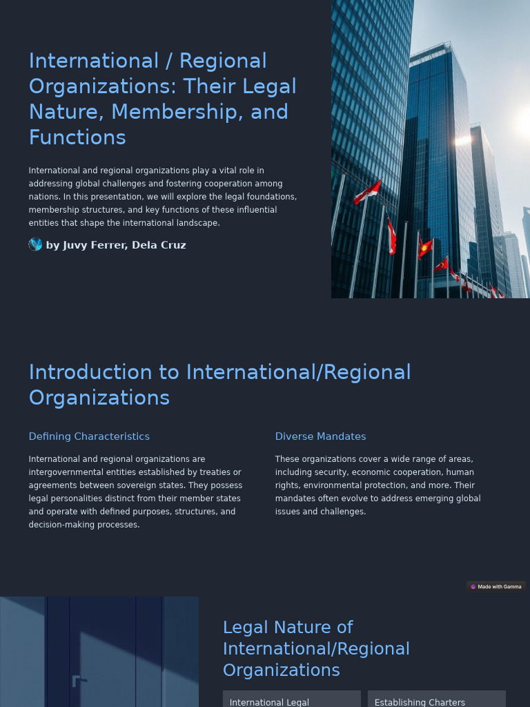 International Regional Organizations Their Legal Nature Membership and ...