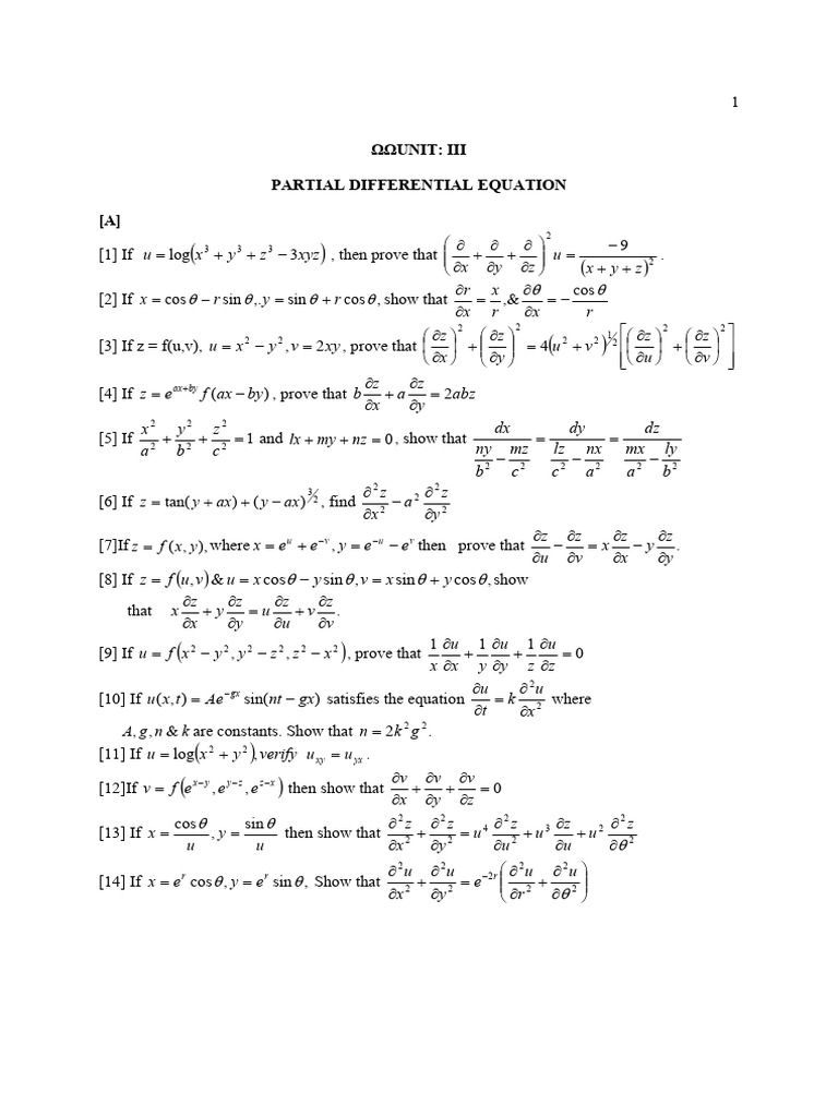 PARTIAL DIFF QB | PDF | Equations