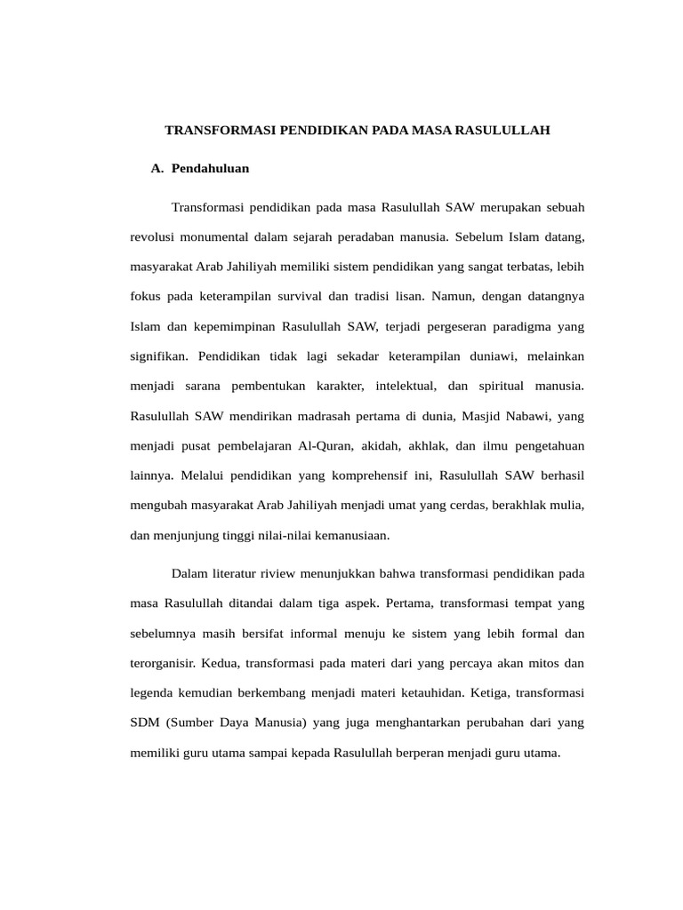 ARTIKEL TRANSFORMASI PENDIDIKAN PADA MASA RASULULLAH (2) | PDF