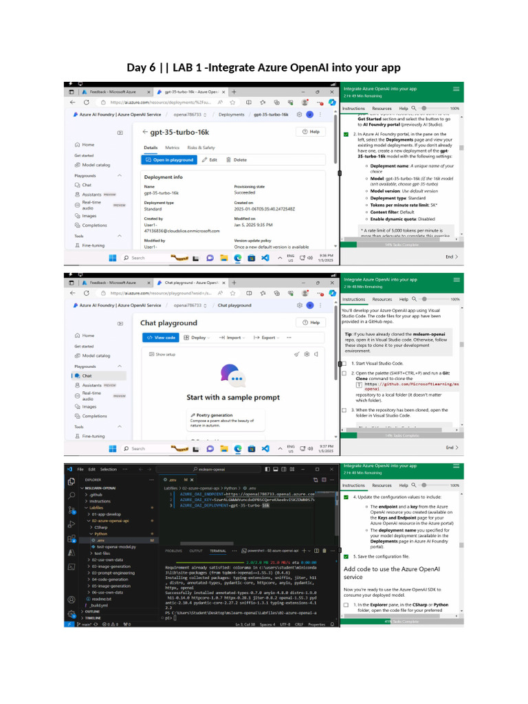 Day 6 - LAB 1 - Integrate Azure OpenAI Into Your App | PDF
