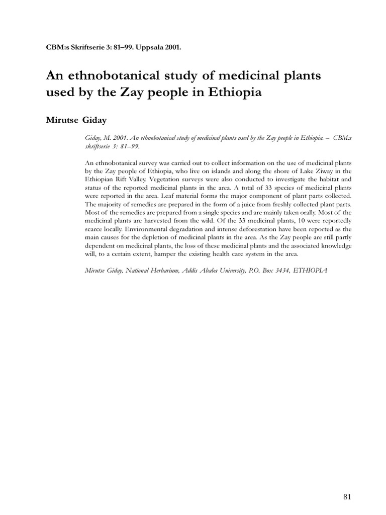 Medicinal Plants of Ethiopia | PDF | Ethiopia