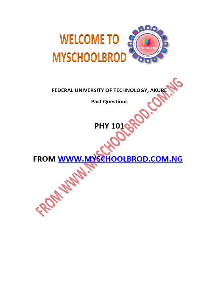 PHY 101 PAST QUESTIONS | PDF | Orbit | Acceleration