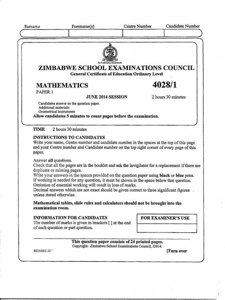 Maths Paper 1 June 2014 | PDF