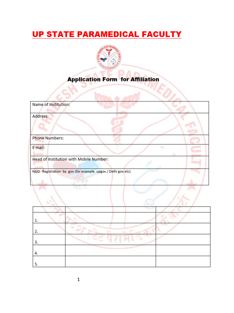 1616493990UP STATE PARAMEDICAL FACULTY Affiliation Form | PDF
