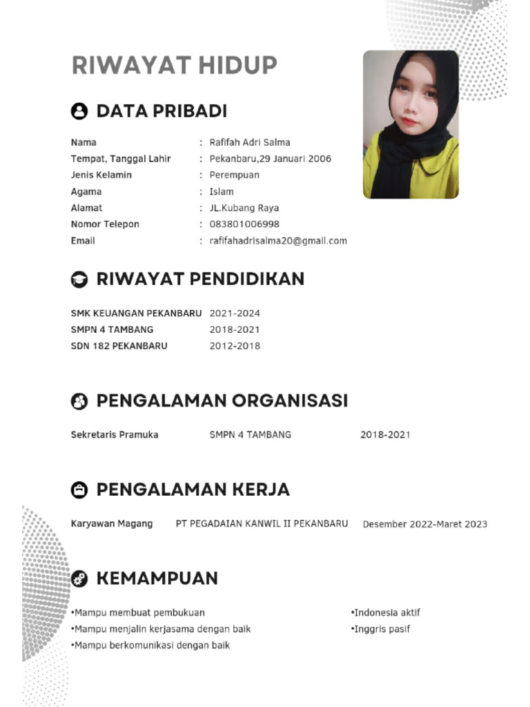 CV Rafifah Adri Salma | PDF