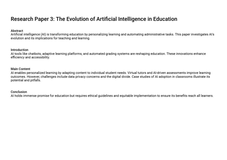The Evolution of Artificial Intelligence in Education | PDF