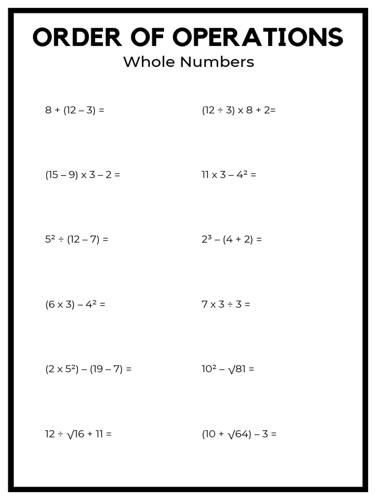 Order of Operations Practice Problems | PDF