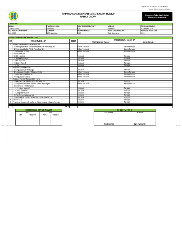 Form Penilaian HSE | PDF