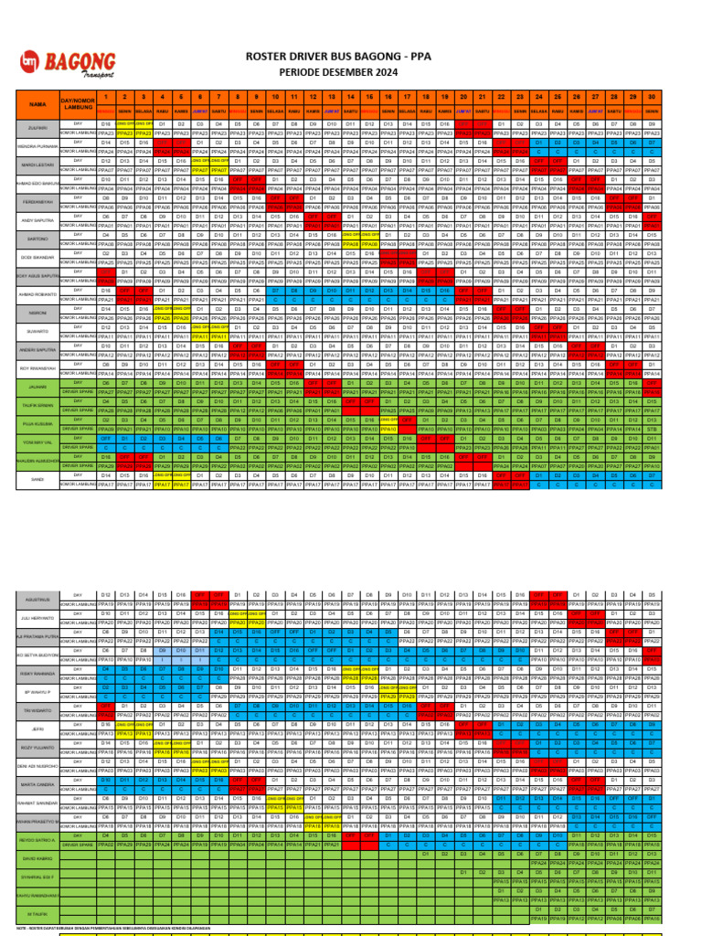 UPDATE_ROSTER DRIVER BUS_DES_2024 | PDF