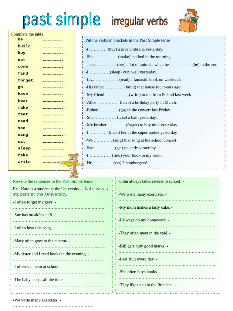 Past Simple Tense Verb Exercises | PDF | Languages | Foreign Language ...