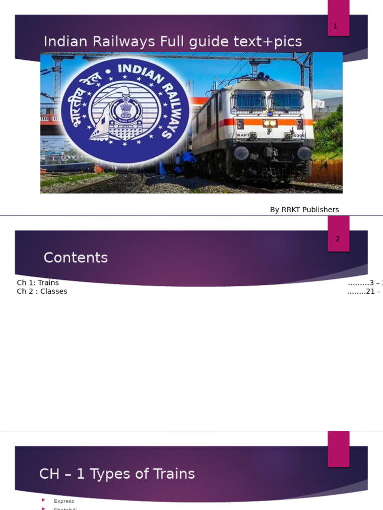 Indian Railways Full Guide Text+pics | PDF | Rolling Stock | Rail Transport