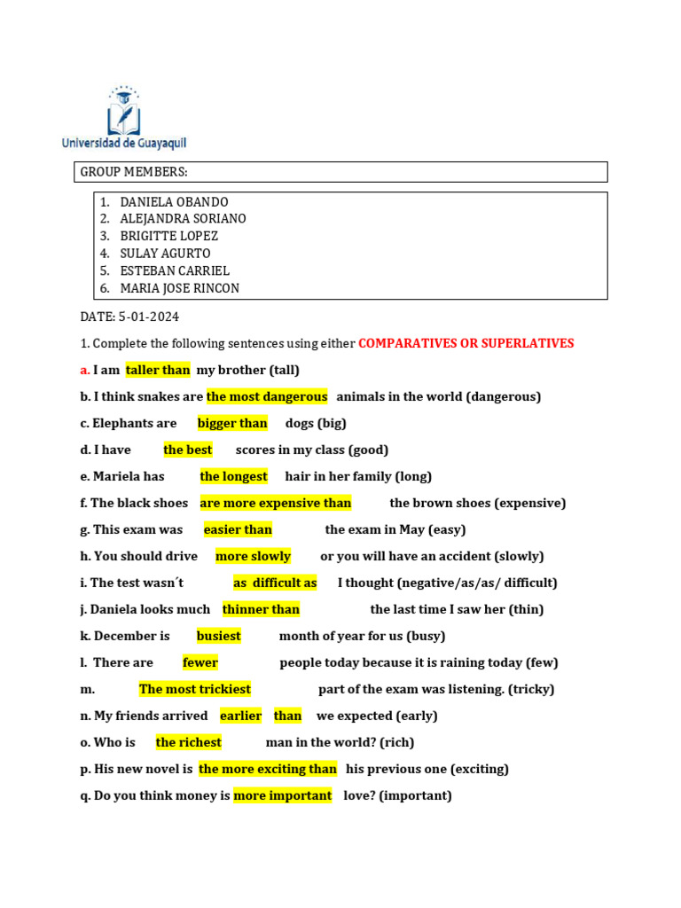 GRAMMAR COMPARATIVES | PDF