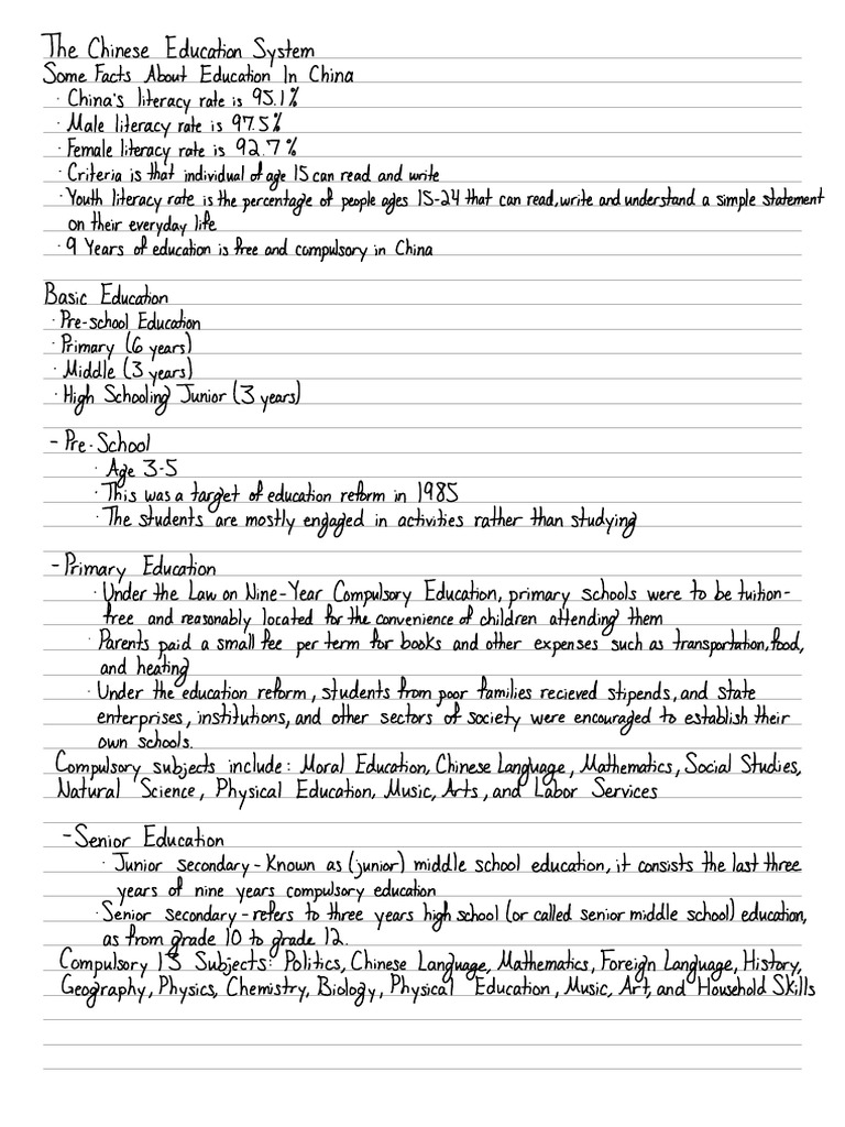 CHIN 210 Module 10 - The Chinese Education System | PDF