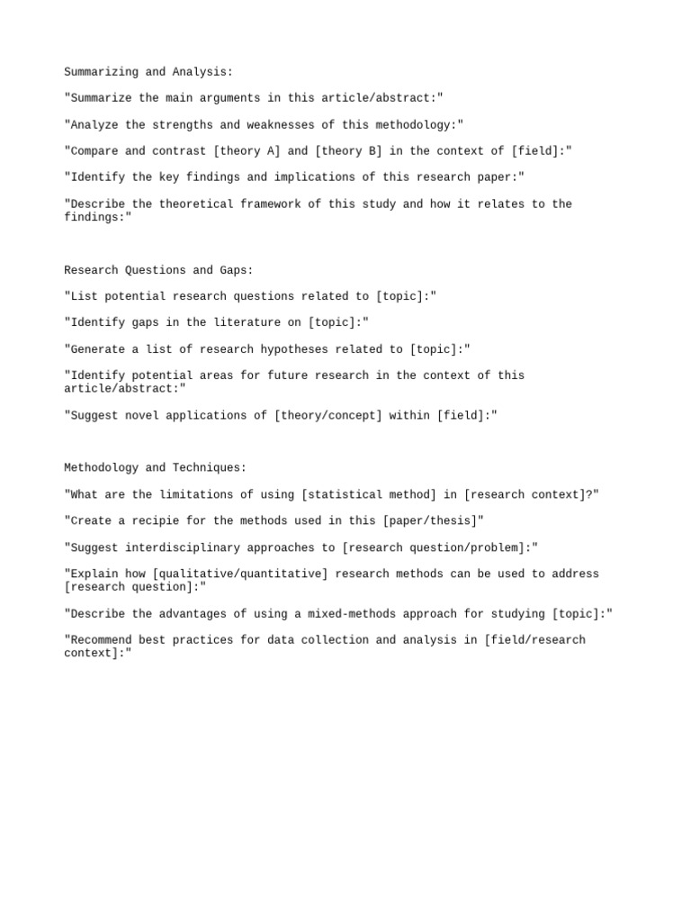 AI Prompts for Research Paper Writing | PDF